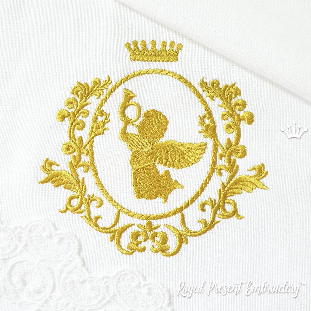 Crown and Flourish Frame Machine Embroidery Design - 5 Sizes - Etsy
