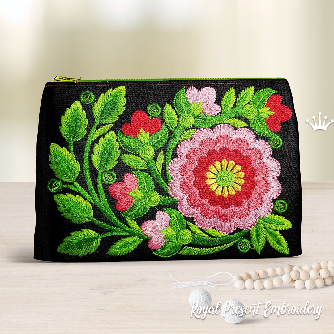 Floral Folk Motif Machine Embroidery Design - Etsy