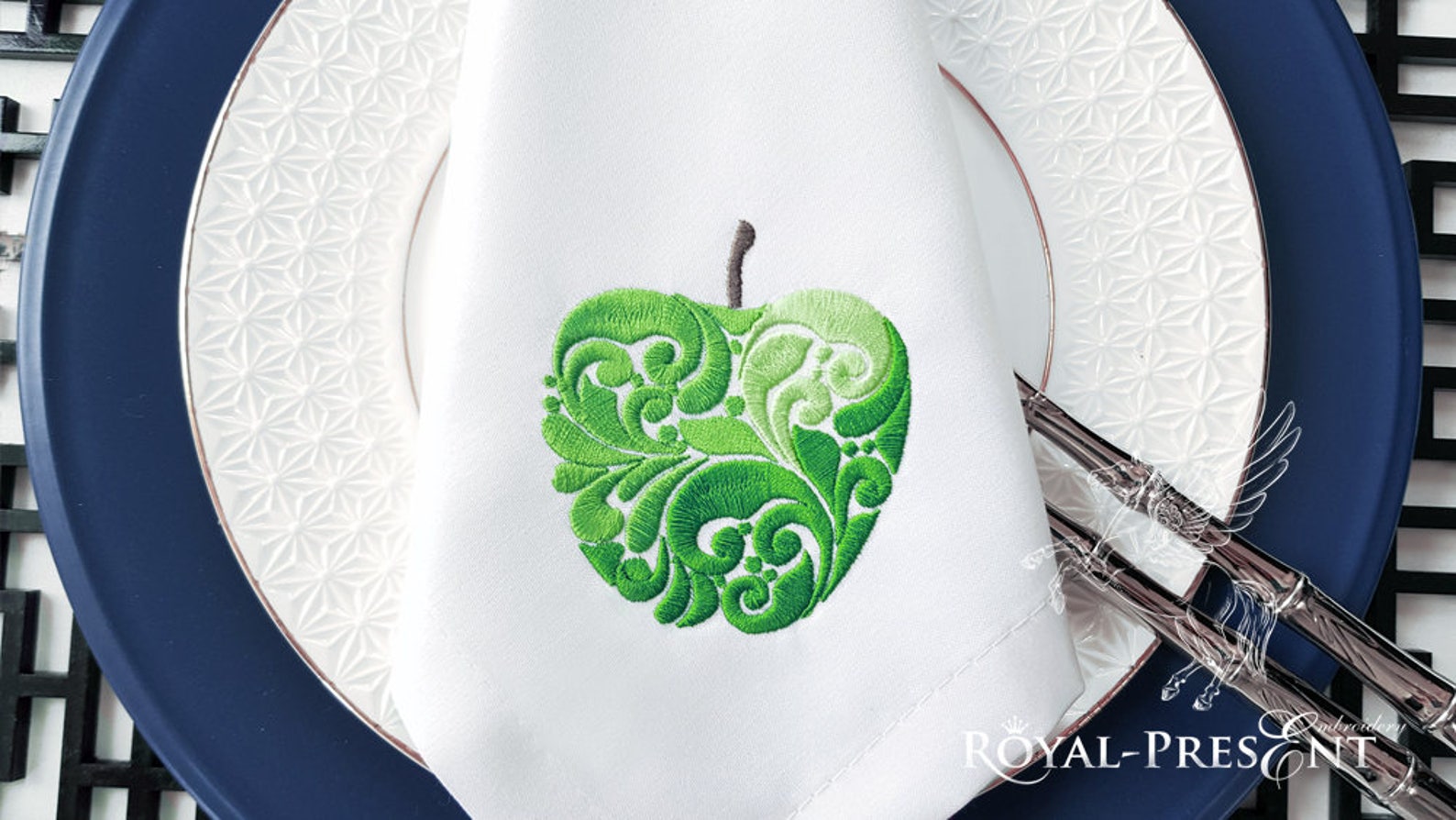 Ornate Apple Machine Embroidery Design - Etsy