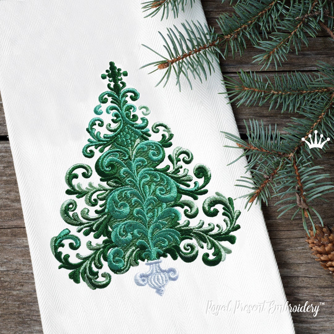 Rococo Christmas Tree Machine Embroidery Design - 4 Sizes - Etsy