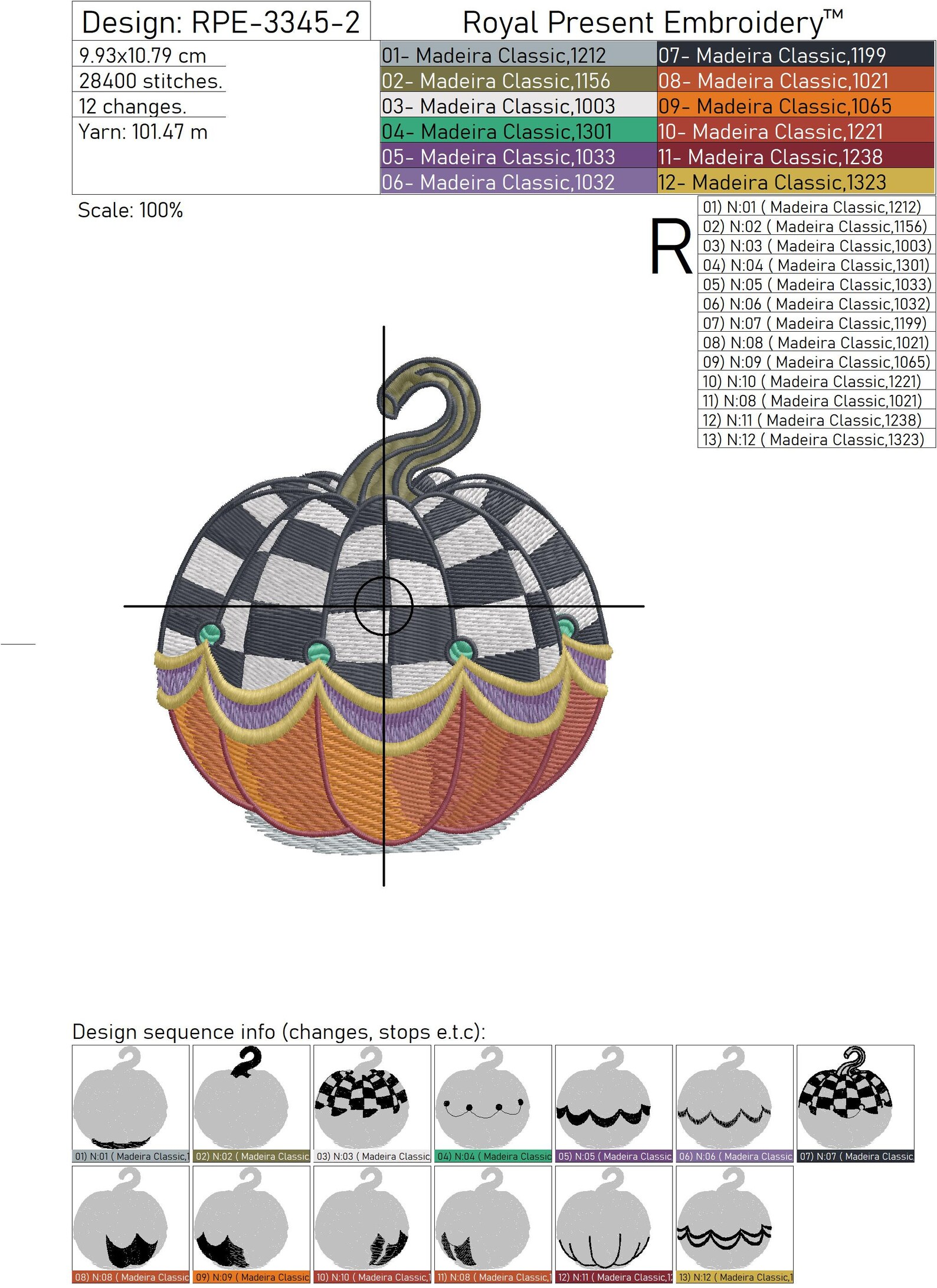 Checkered Pumpkin Machine Embroidery Design 4 Sizes - Etsy