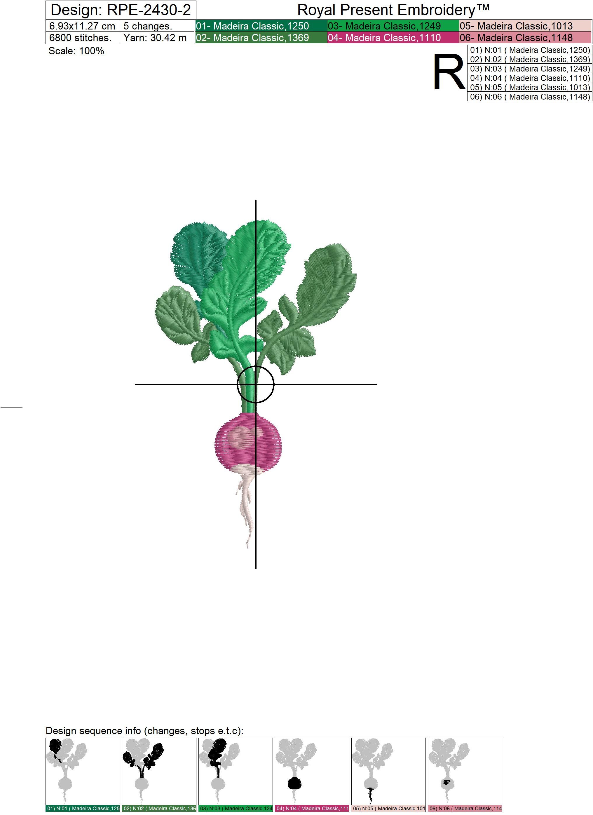 Radish Digital Machine Embroidery Design 2 sizes | Etsy