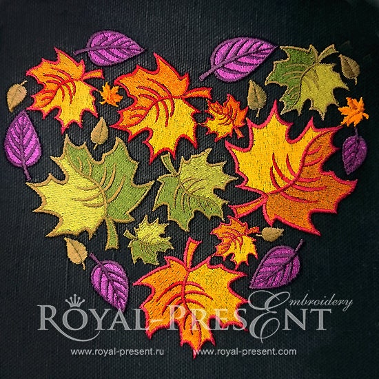Machine Embroidery Design Autumn Heart 4 Sizes - Etsy