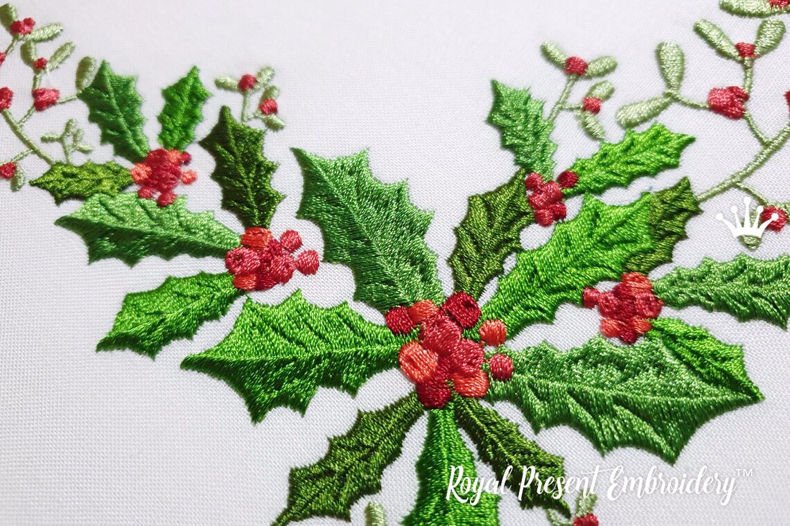Holly Corner Machine Embroidery Design - 3 Sizes - Etsy