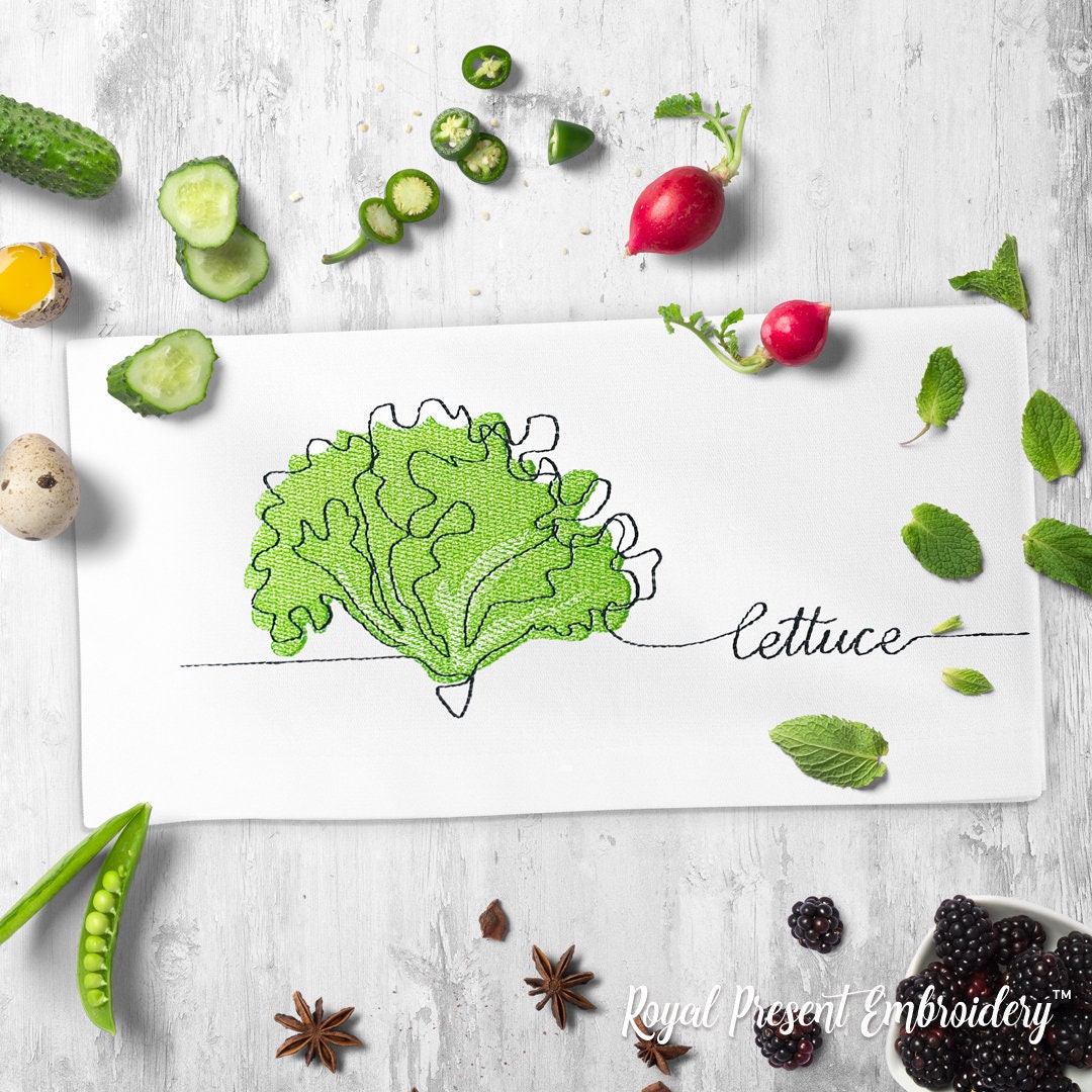 Organic Lettuce Machine Embroidery Design - 4 Sizes - Etsy