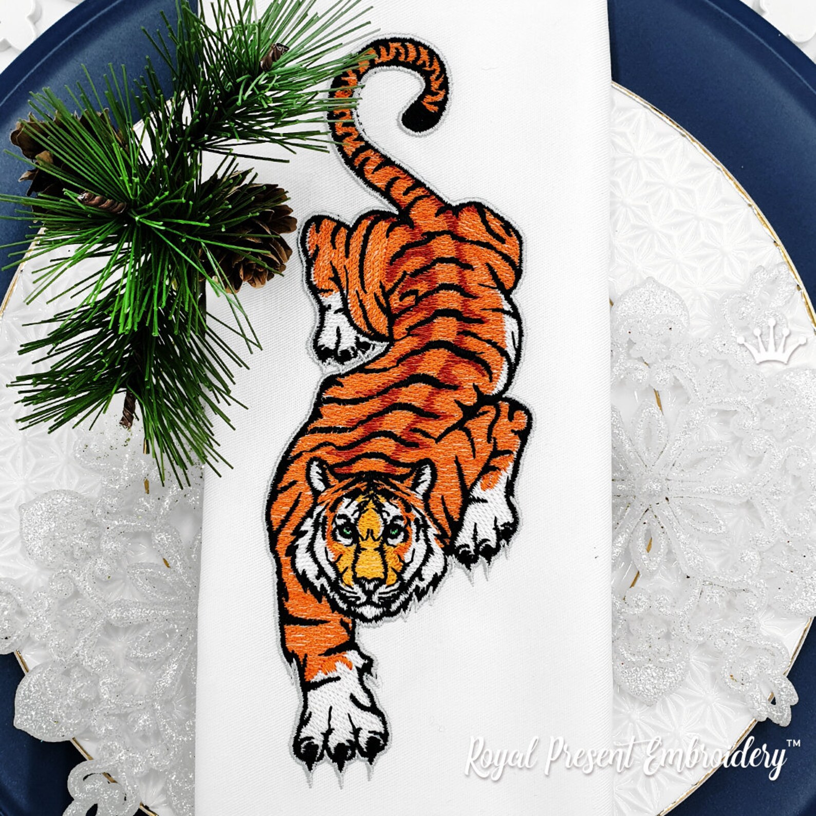 Hunting Tiger Machine Embroidery Design 6 Sizes - Etsy