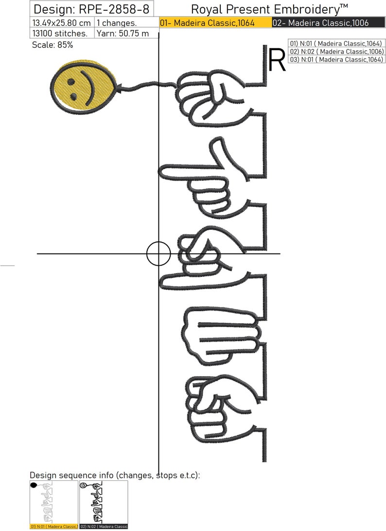 Sign Language Smile Lettering Machine Embroidery Design 9 - Etsy