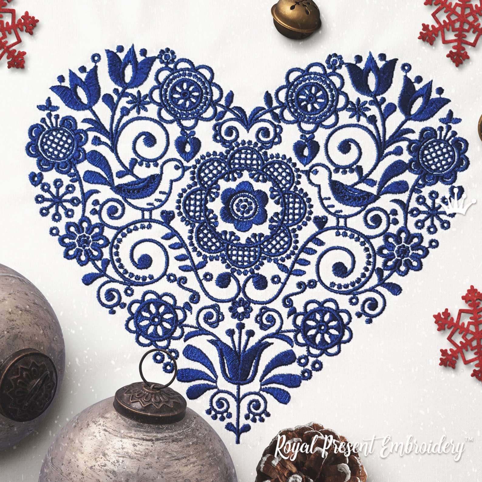 Scandinavian Heart Machine Embroidery Design - 2 Sizes - Etsy