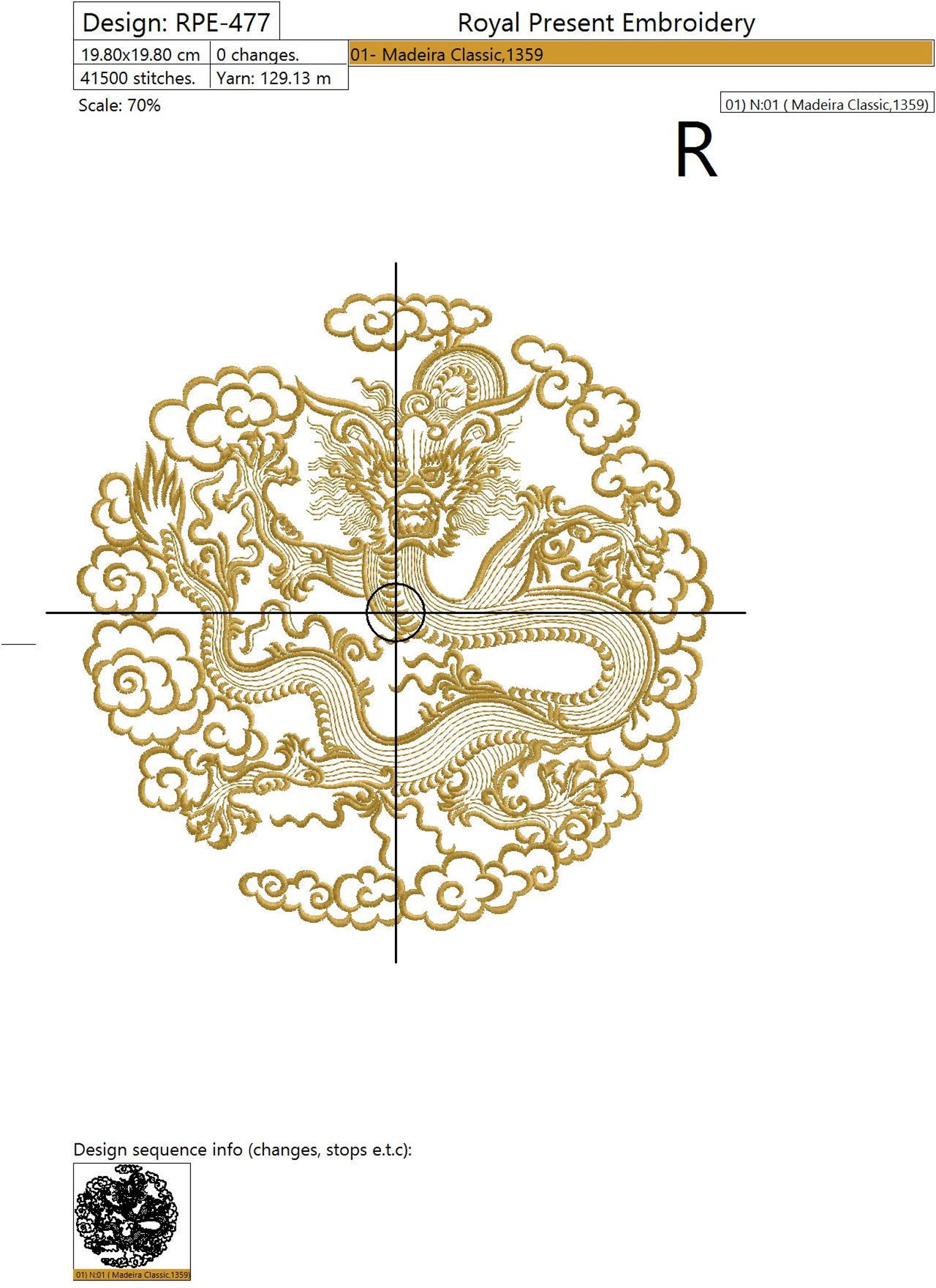 Machine Embroidery Design Gold Chinese Dragon - 2 Sizes - Etsy