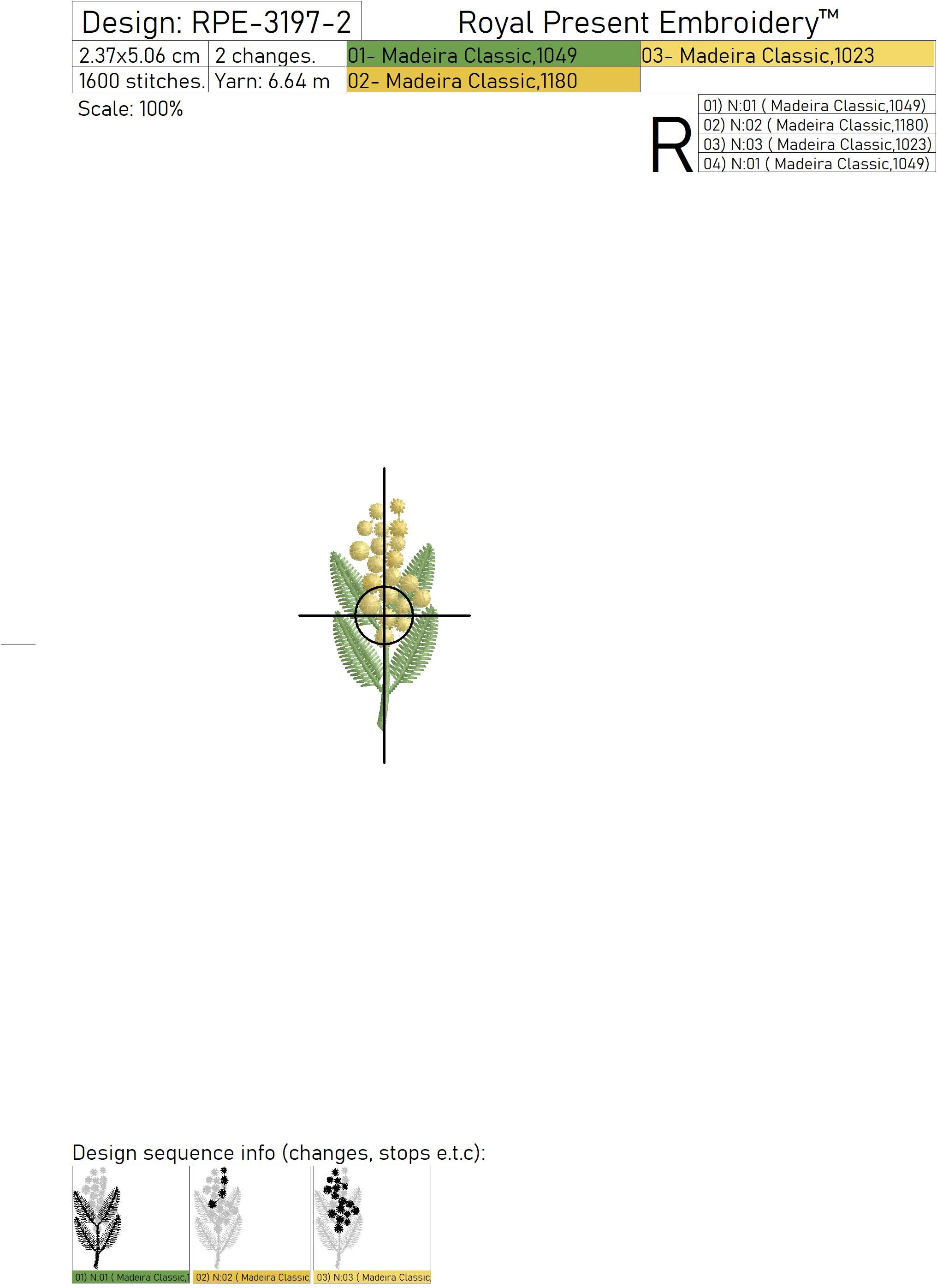 Tiny Mimosa Machine Embroidery Design 3 Sizes | Etsy