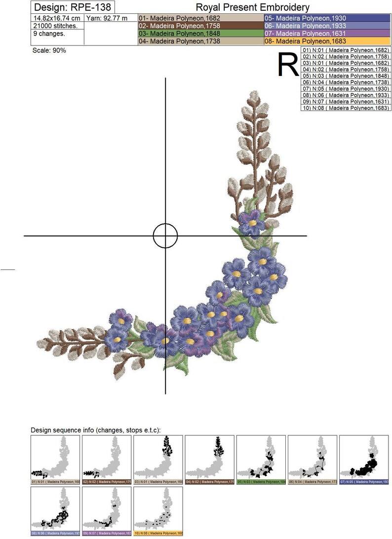 Forget-me-nots Corner Machine Embroidery Design | Etsy