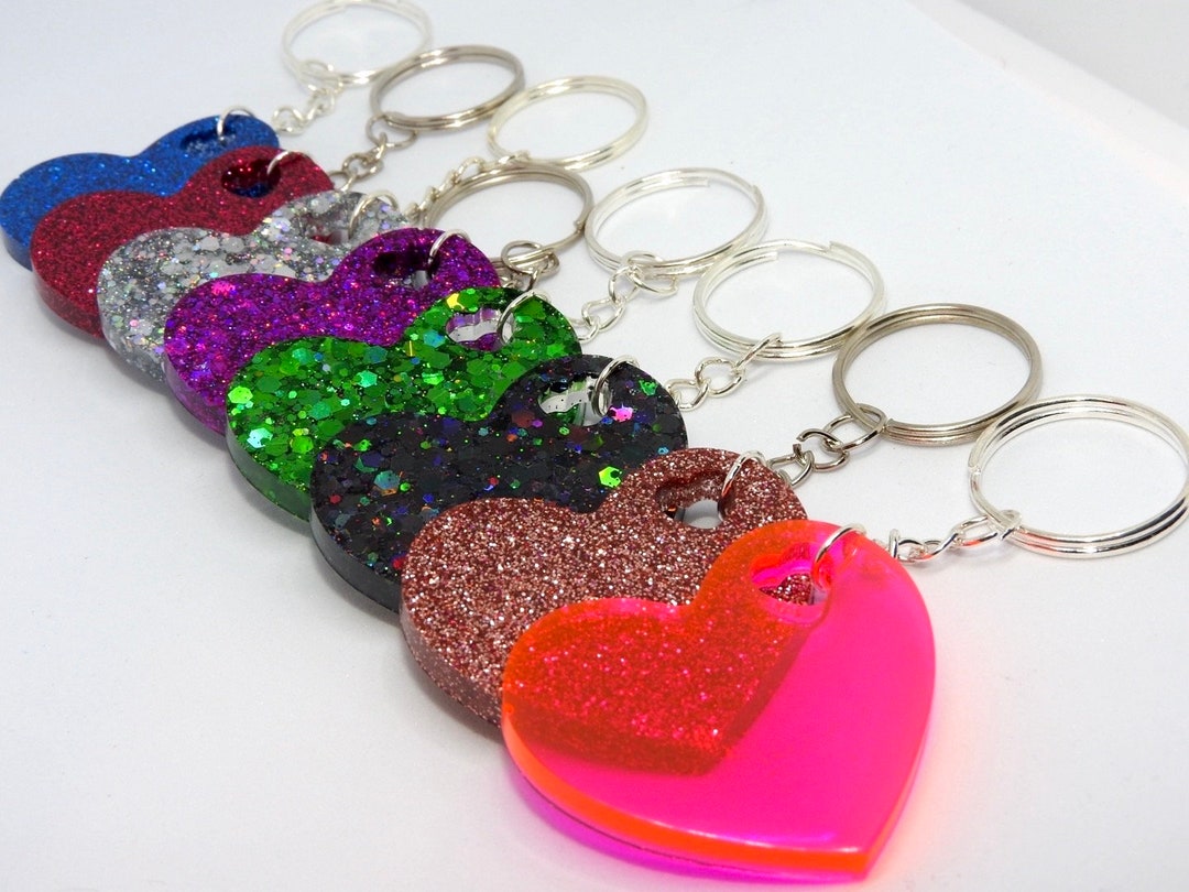 Keychain Heart Various Colors Handmade - Etsy