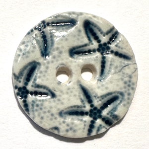 Starfish Button 1.4-inch Handmade Fine English Porcelain Ceramic ...