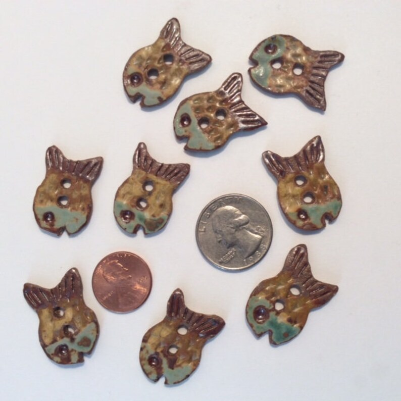 Playful 1 and 1/8-inch fish buttons whimsical & funky | Etsy