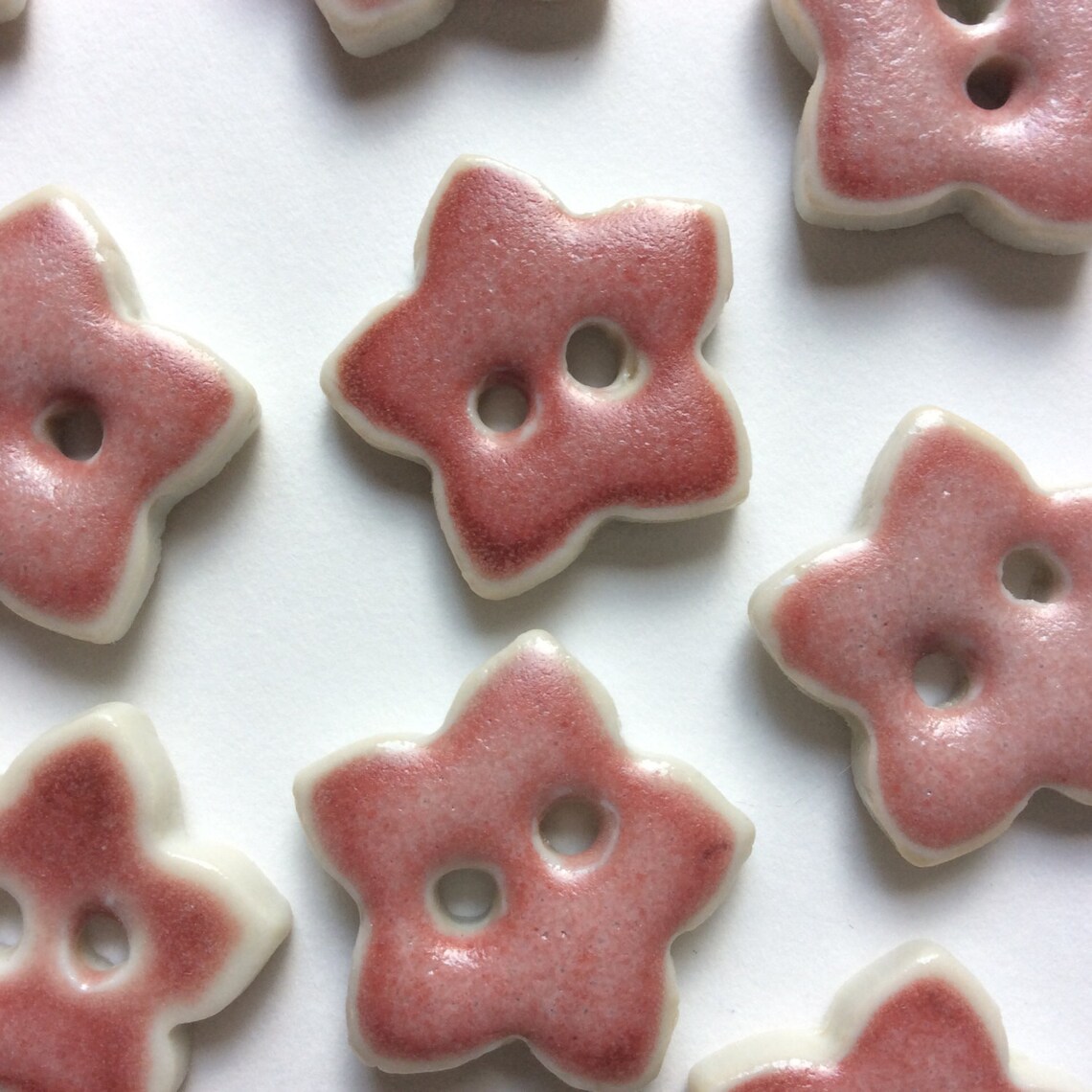 Pretty in Pink, 3/4-inch Handmade Porcelain Ceramic Pottery Sewing ...