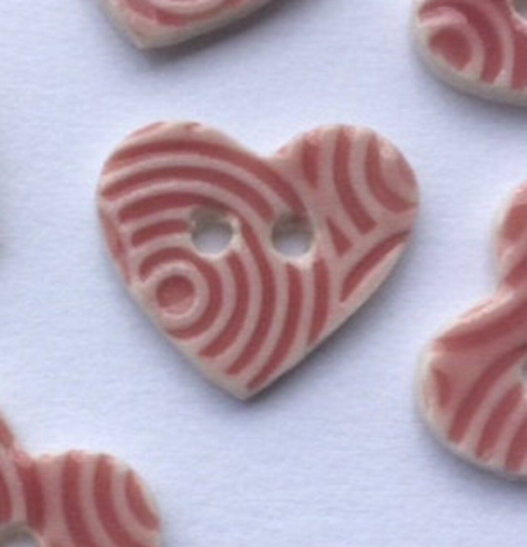 Cheerful Porcelain Heart Buttons, Valentine's Delight, Glossy ...
