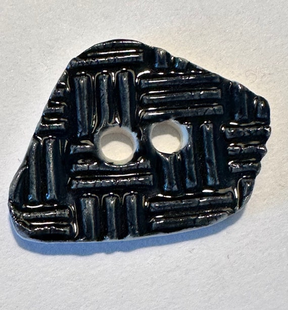 Very Special 1.5 inch Buttons Glossy Midnight Black Asian inspired Weave Woven Pattern Handmade Porcelain Ceramic Sewing Knitting Crochet Etsy UK