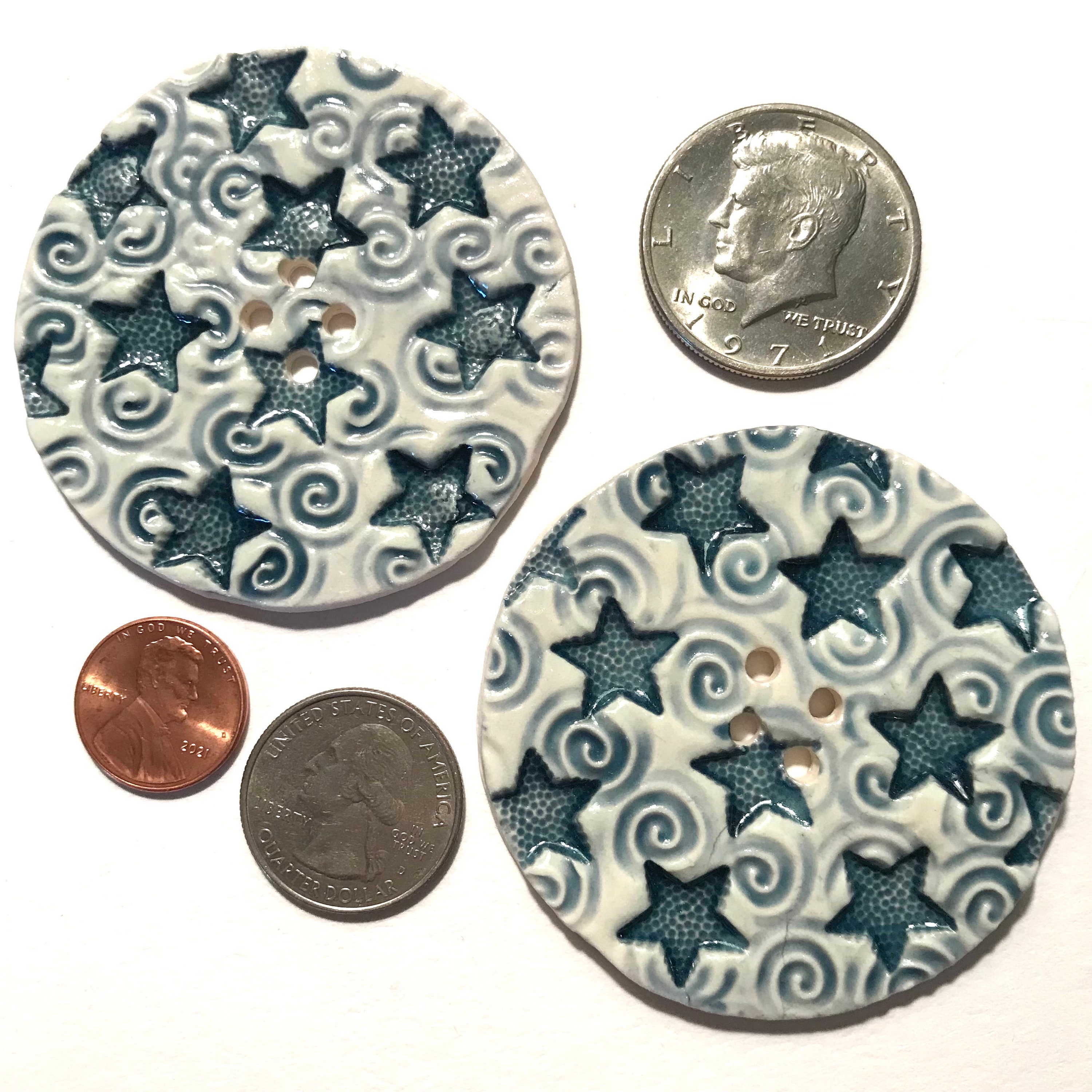 Jumbo Stars! 2.48-inch Extra Large Handmade English Porcelain Ceramic ...