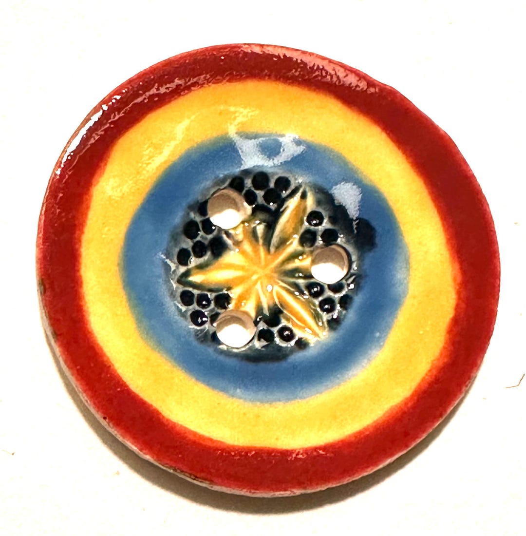 Joy of Color! 1.54-inch Handmade Porcelain Ceramic Button Multicolor ...