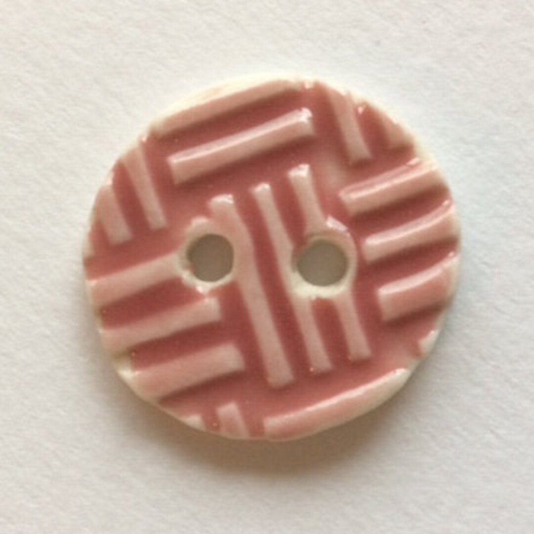 Pretty, 7/8-inch Pink, Porcelain, Basketweave Pattern Buttons, Glossy ...