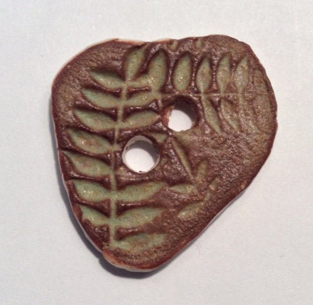 Fern Motif 1 and 5/8-inch Handmade, Porcelain, Ceramic Pottery Buttons ...
