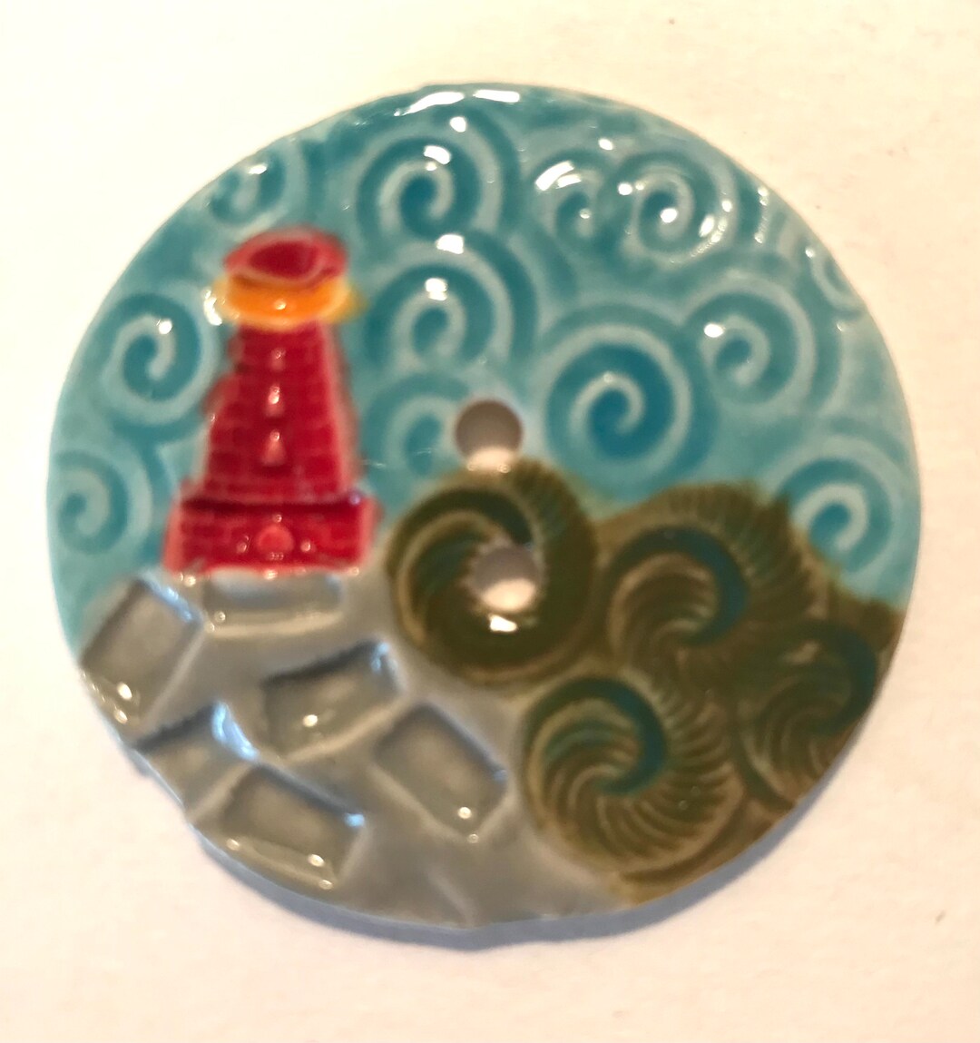 Lighthouse 1.75-inch Handmade Collectible Extra Large Artisan Buttons ...