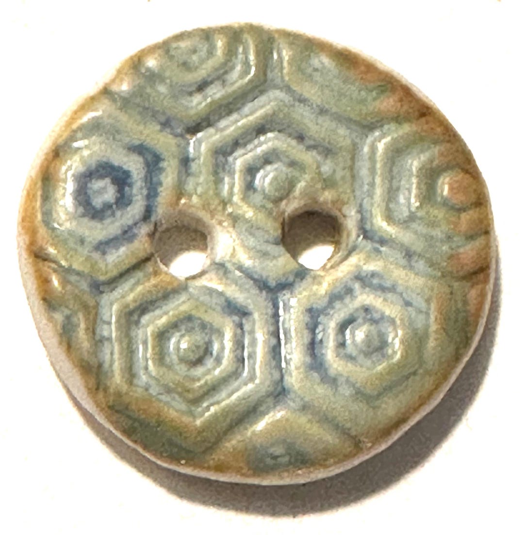 Burnished 7/8-inch Aqua Blue & Honey Gold, Hexagon-pattern Honeycomb ...