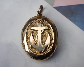 Victorian Locket Dated 1871 Anchor Cross Pendant 6 Photo Locket Gold ...