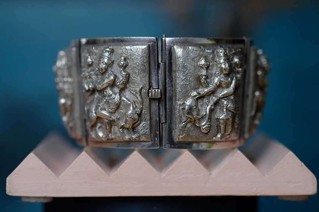 Antique Victorian Indian Raj Silver Hindu Deity Bracelet Bangle, Circa ...
