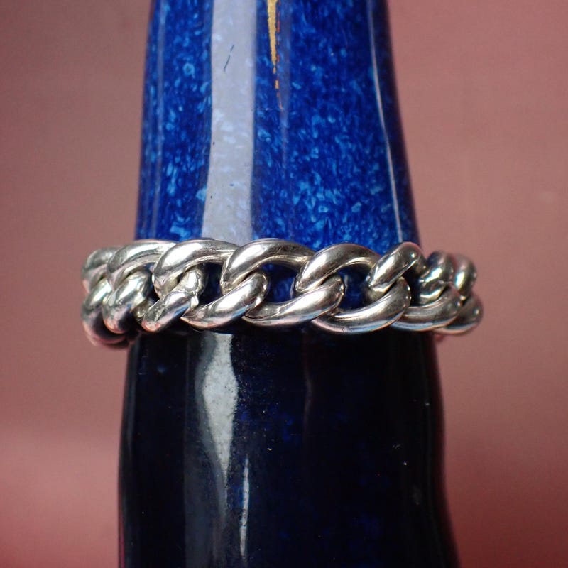 Silver Chain Ring - Etsy