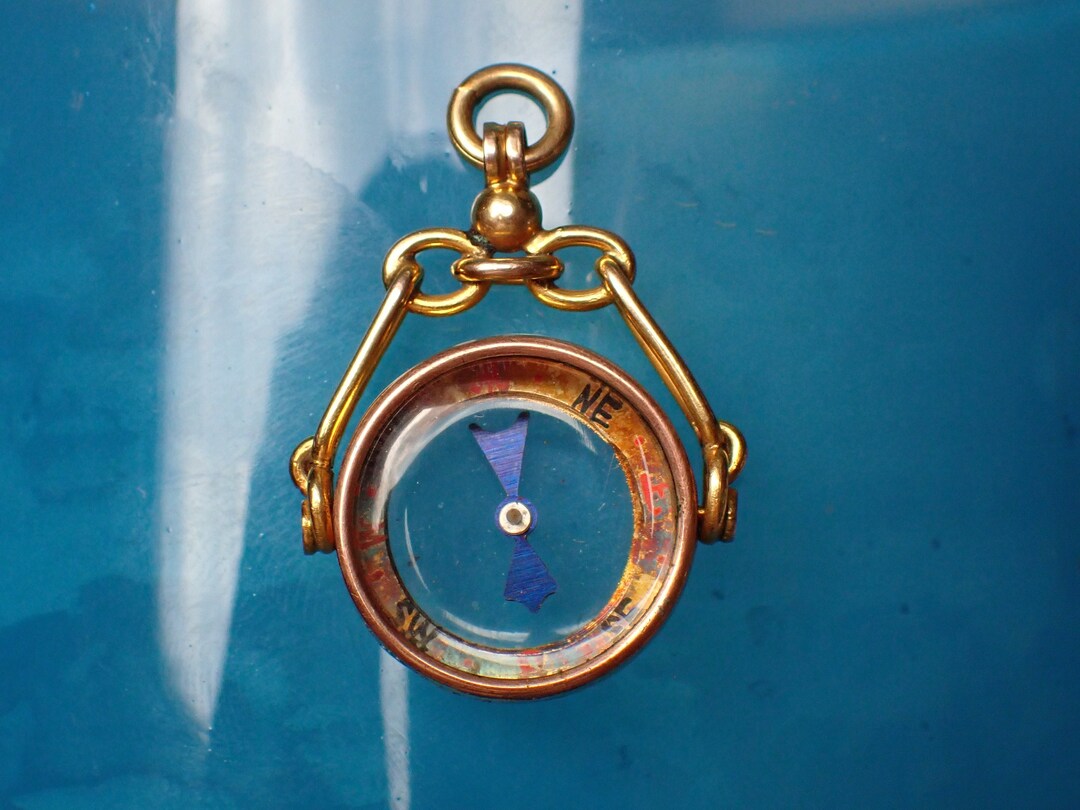 Antique Late Victorian 9ct Gold Miniature Compass Spinner Fob Charm ...