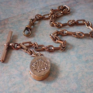 Antique Victorian Gilt AEI Locket Albert Chain Bracelet / Necklace - Etsy