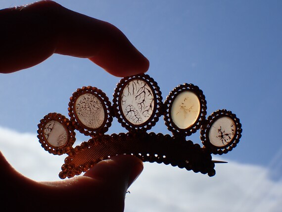 Antique Georgian Pinchbeck Dendritic Agate Paste Tiar… - Gem