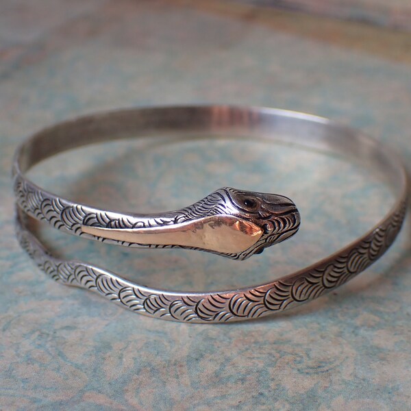Silver Snake Bangle - Etsy