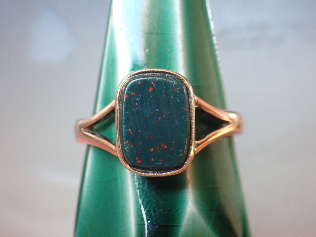 Antique 9ct Gold Bloodstone Signet Ring - Etsy