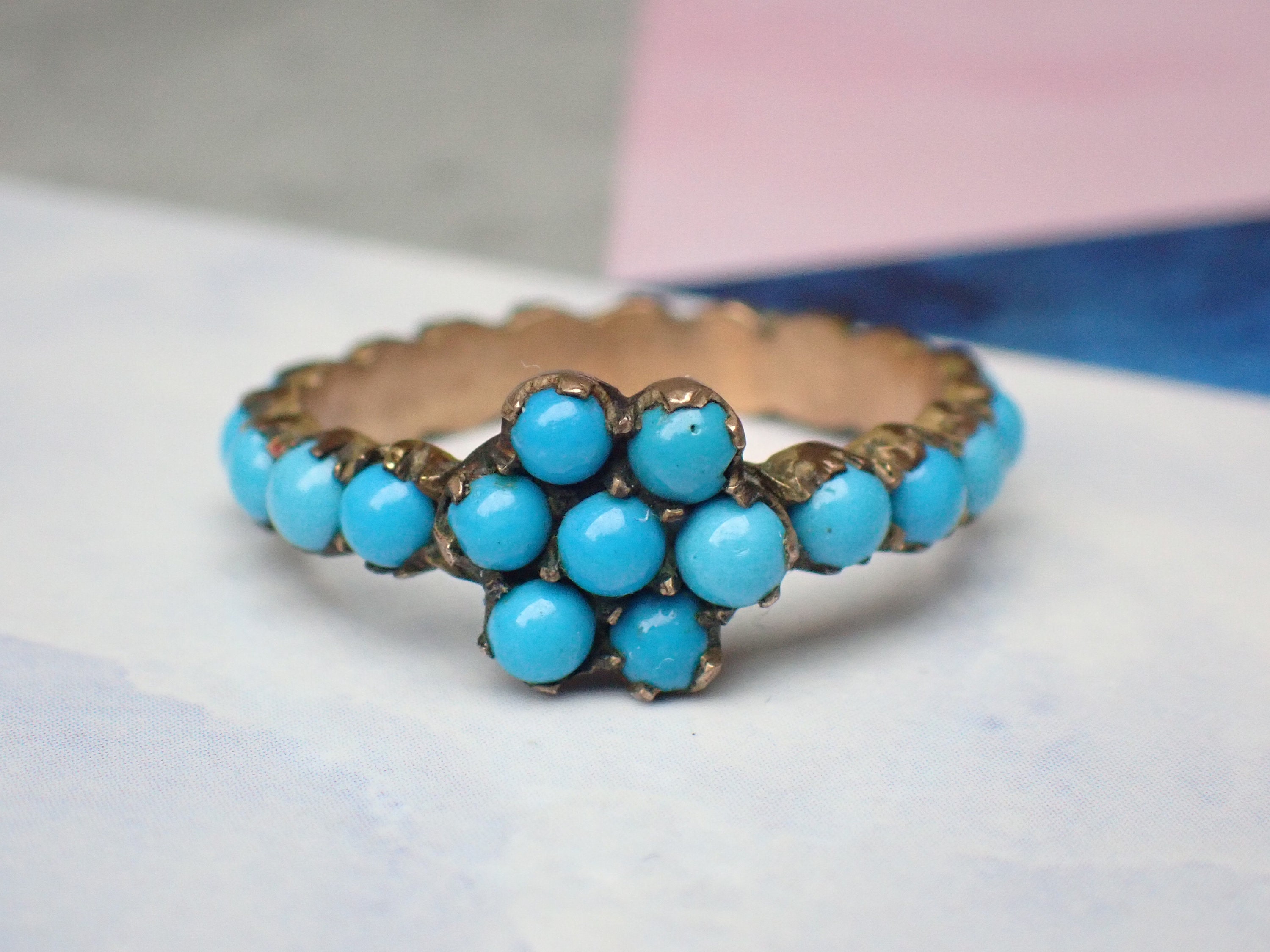 Antique Early Victorian Turquoise Glass Forget Me Not Eternity | Etsy