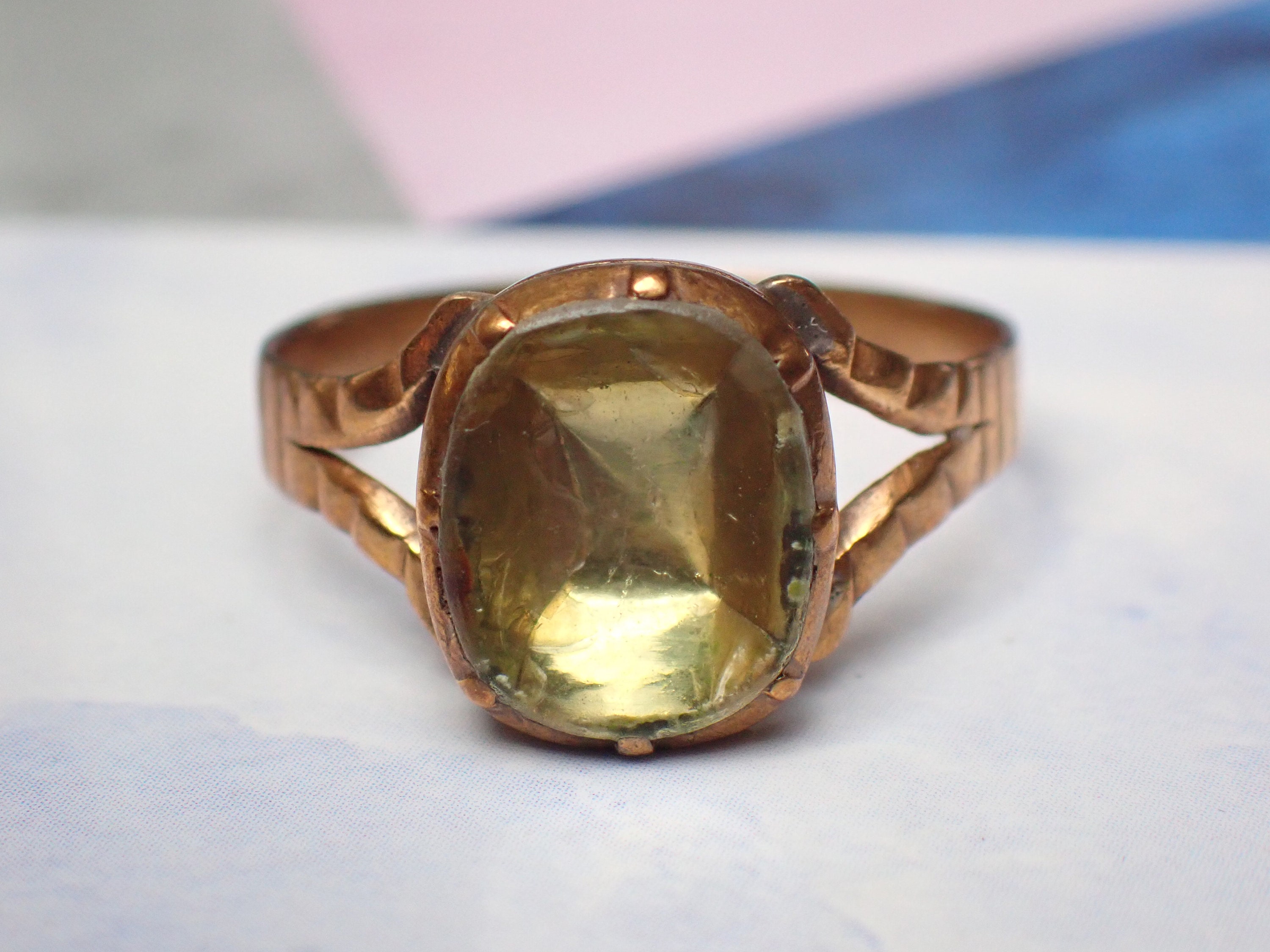 Antique Georgian Pinchbeck Citrine Paste Solitaire Ring Circa - Etsy