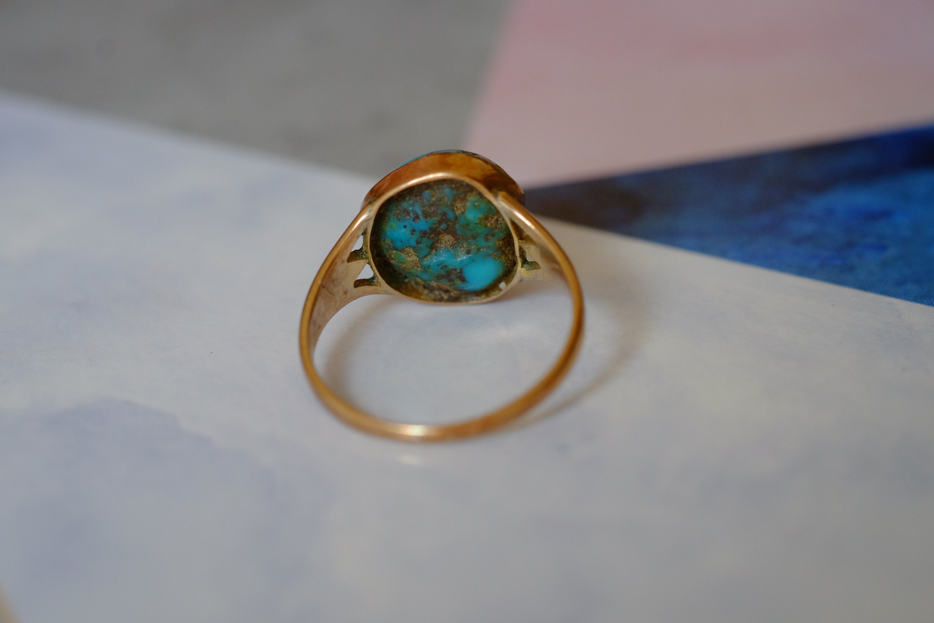 Antique Victorian 9ct Gold Natural Turquoise Matrix Solitaire - Etsy UK