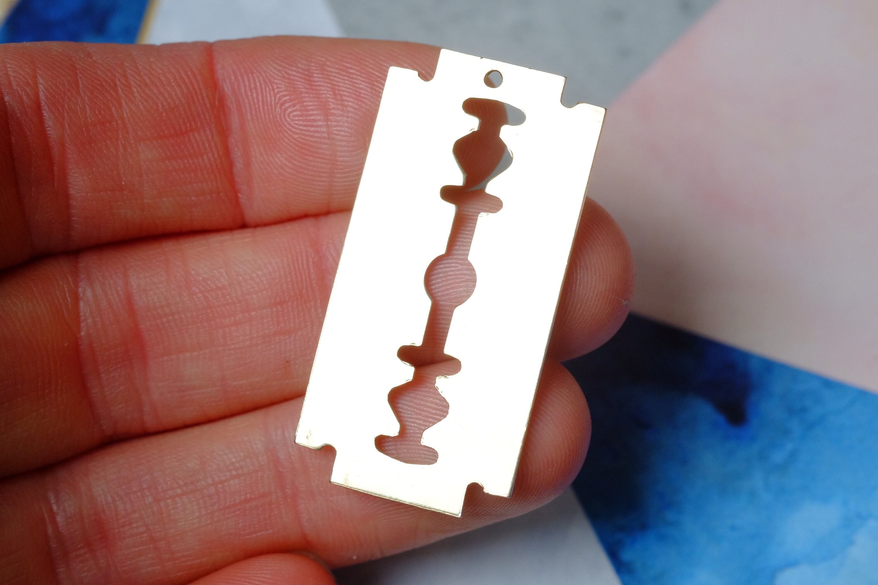 Vintage 1970's 9ct Gold Punk Razor Blade Pendant | Etsy