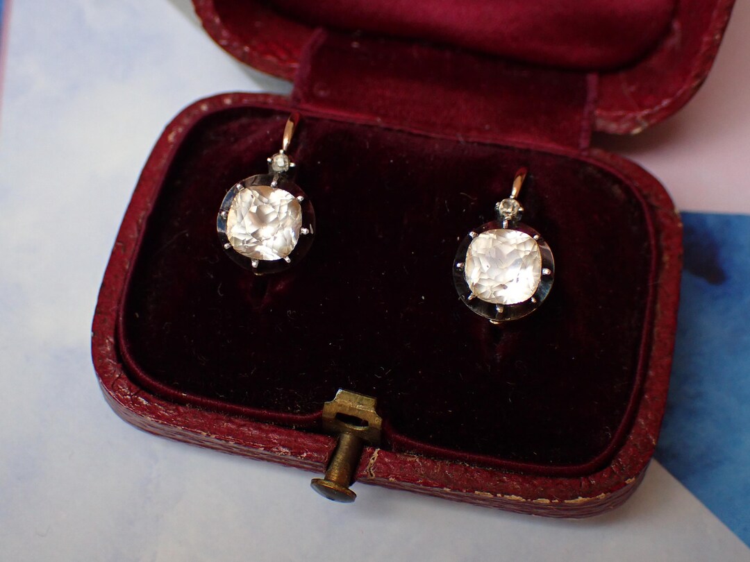 Boxed Antique French 18K Gold & Silver Foiled Paste Earring Tops - Etsy
