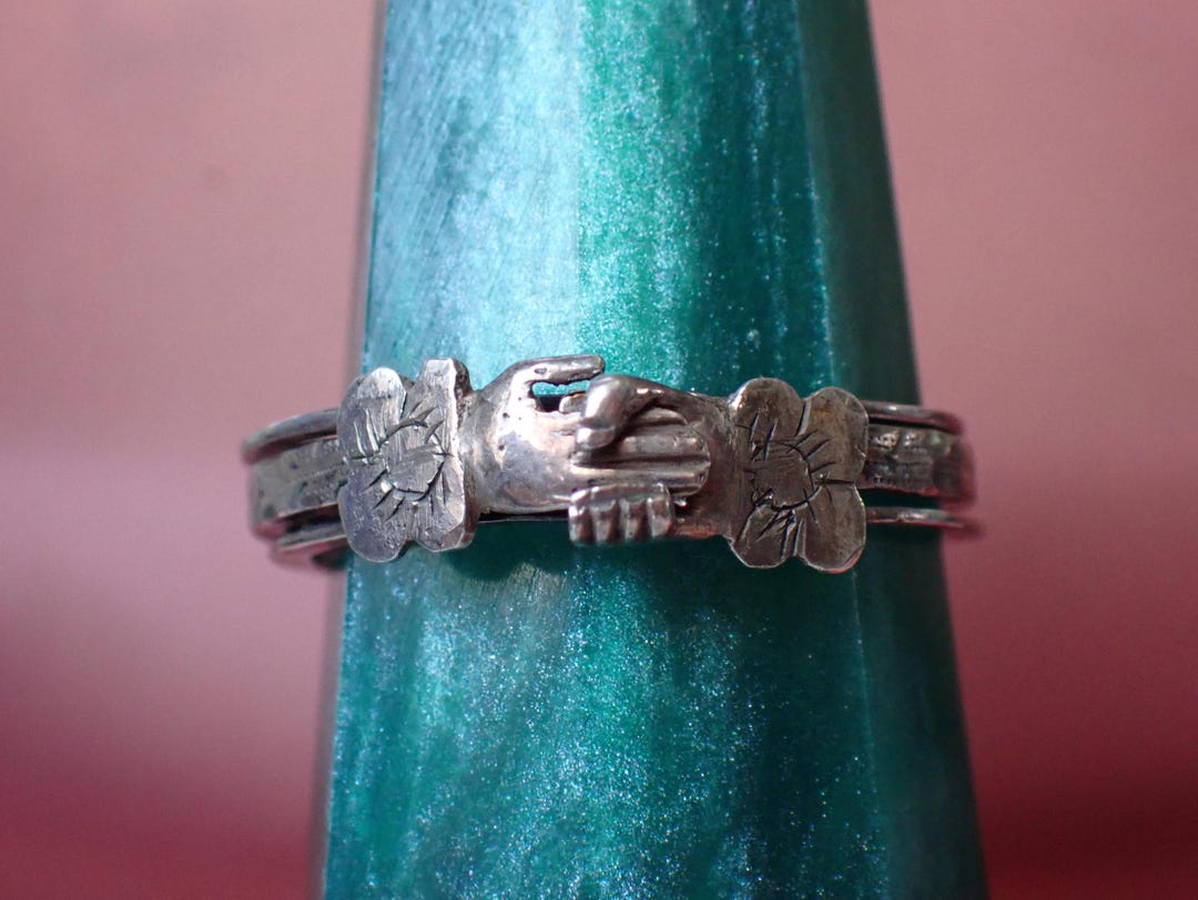 Antique Silver Opening Fede & Joined Hearts Gimmel Ring - Etsy