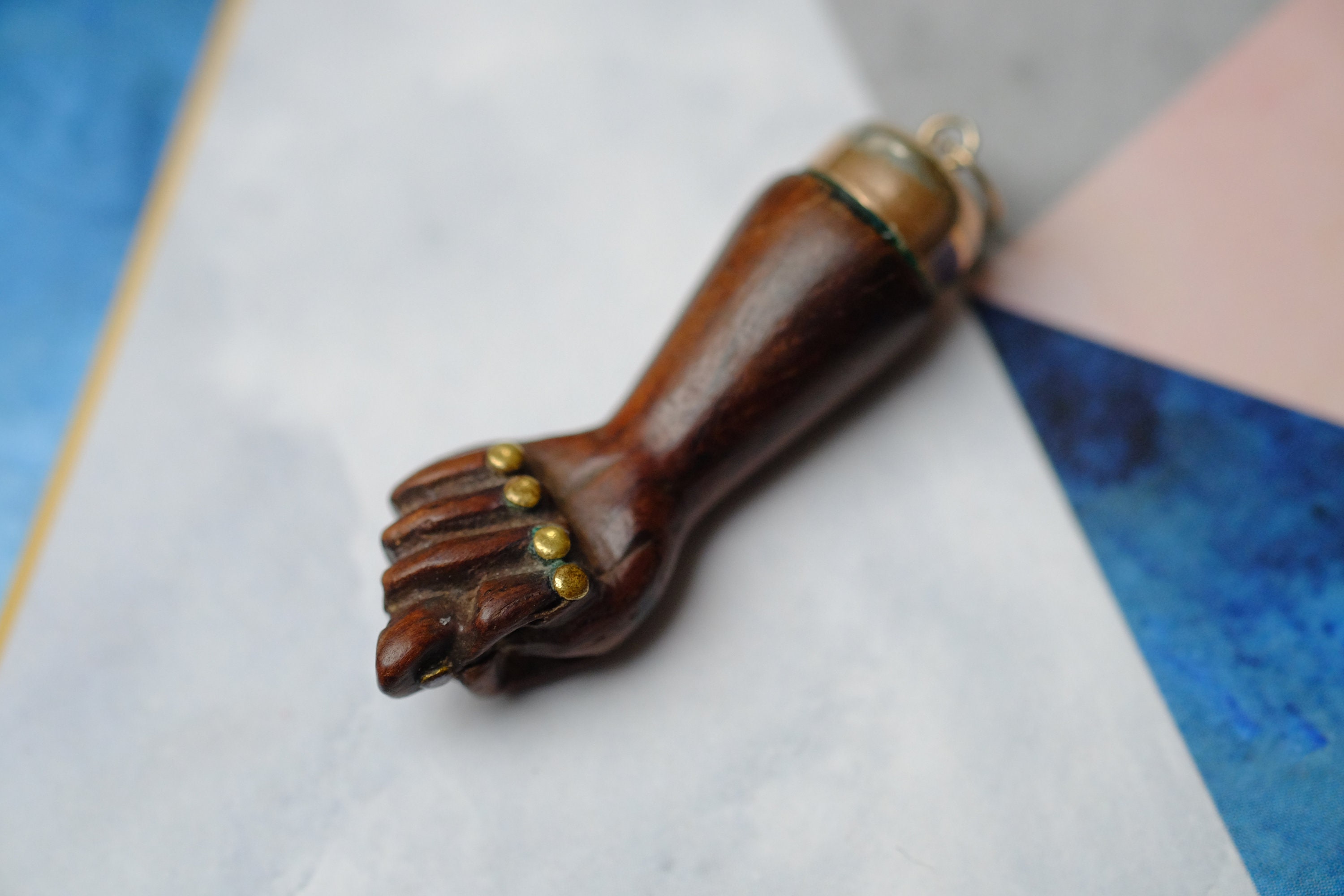 Unusual Antique Carved Wood Golden Manu Fica Hand Good Luck - Etsy