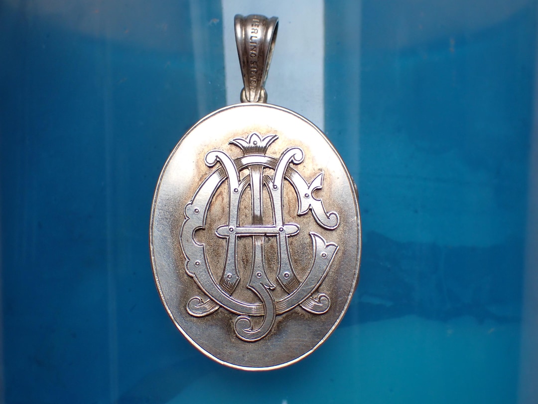 Antique Victorian Silver AEI Monogram & Grape Vine Locket - Etsy