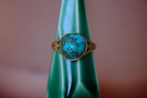 Antique Victorian 9ct Gold Natural Turquoise Matrix Solitaire - Etsy UK