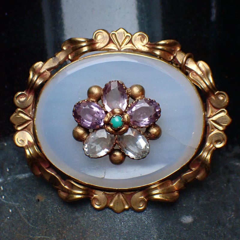 Pansy Gemstone Brooch - Etsy