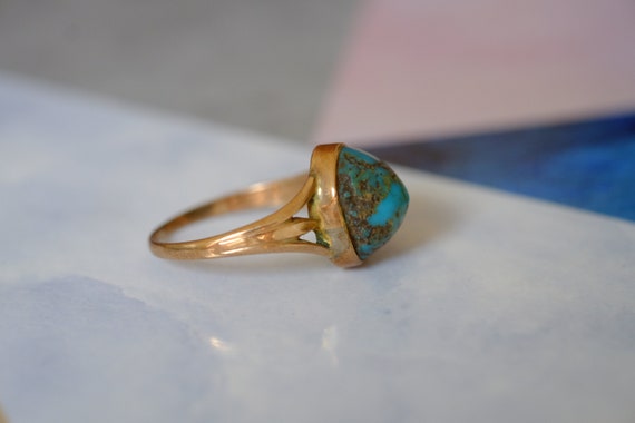 Antique Victorian 9ct Gold Natural Turquoise Matrix S… - Gem