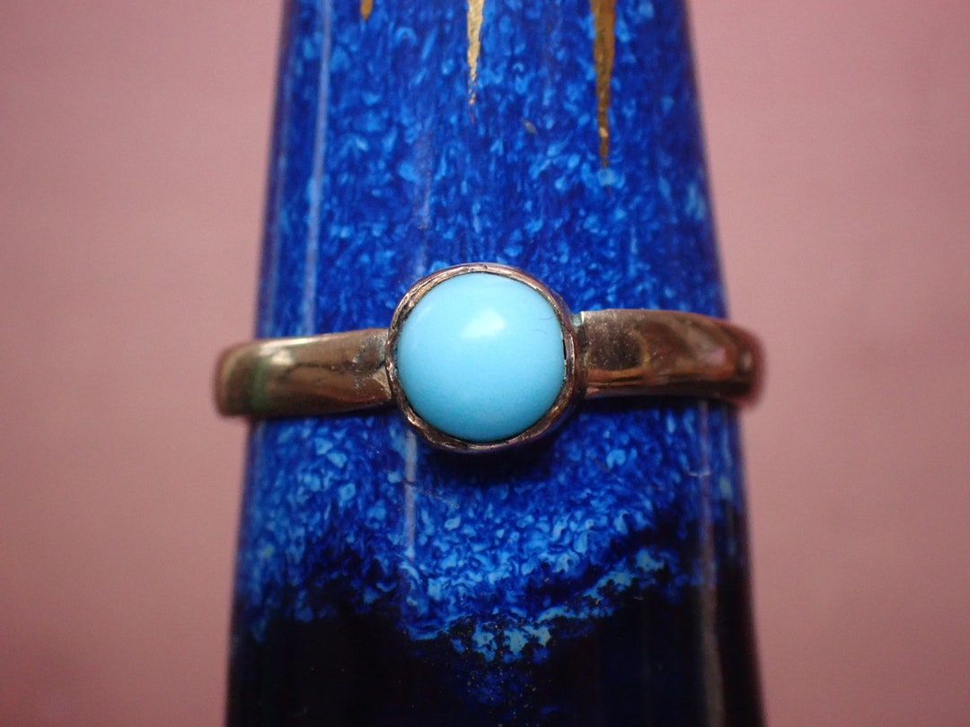 Antique Late Victorian Turquoise Paste Cabochon Solitaire Ring - Etsy