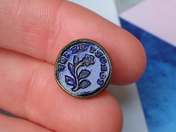 Antique Early Victorian Forget Me Not Blue Glass Past… - Gem