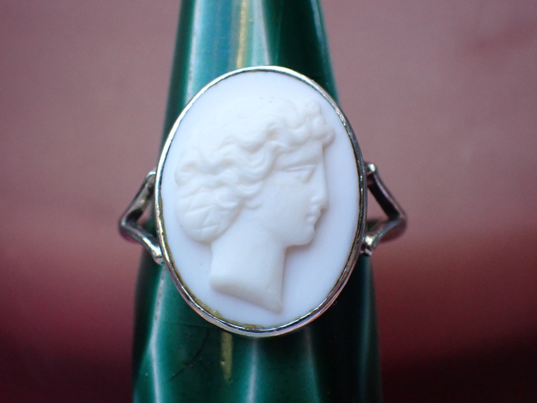 Antique Sterling Silver Carved Conch Shell Greek Goddess Cameo Ring - Etsy