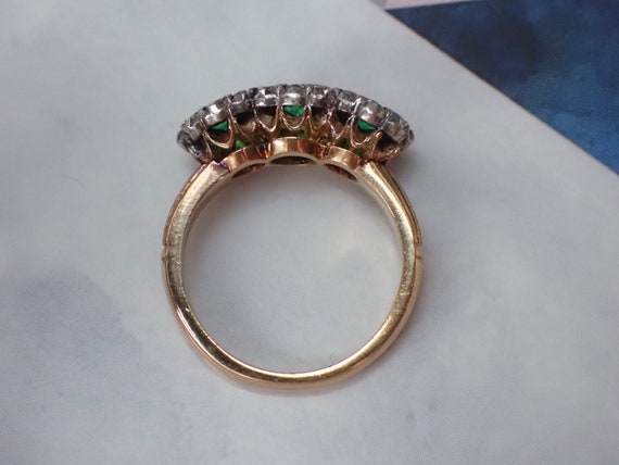 Beautiful Antique 18ct Gold Triple Emerald & Diamond … - Gem